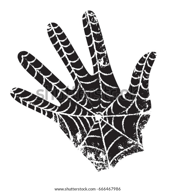 Black Hand Web Spider Spun Web Stock Vector (Royalty Free) 666467986 ...