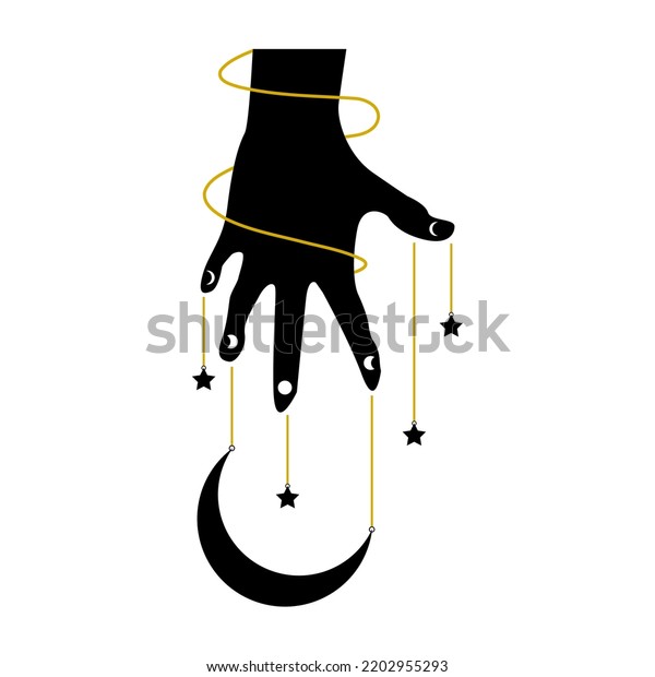 Black Hand Witch Magic Golden Yellow Stock Vector (Royalty Free ...