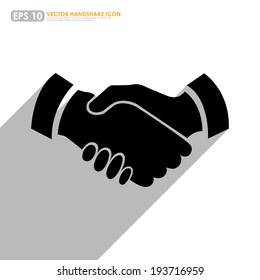 Black Handshake Icon Shadow On White Stock Vector (Royalty Free) 193716959