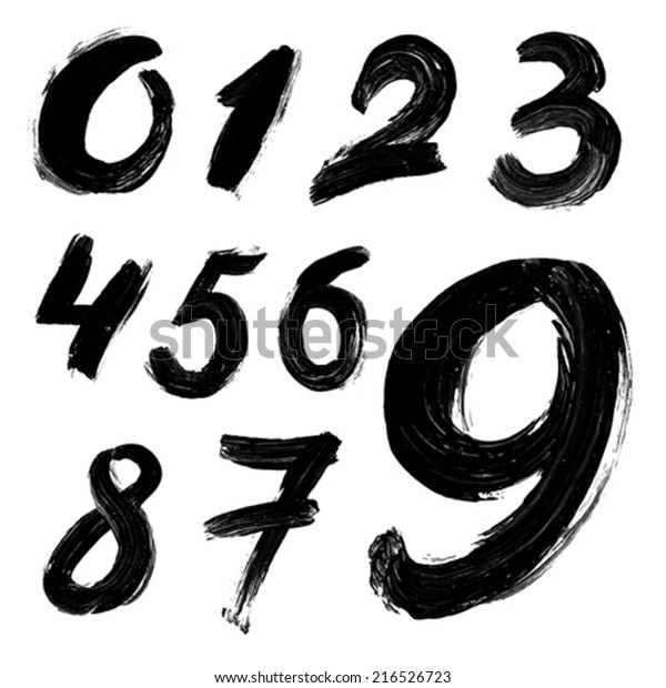 Black Handwritten Numbers On White Background Stock Vector (Royalty ...