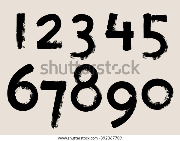 Black Handwritten Style Numbers Vector Illustration Stock Vector ...