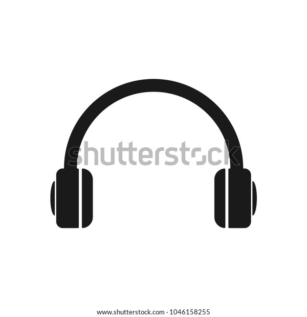 Black Headphone Icon On White Background Stock Vector (Royalty Free ...