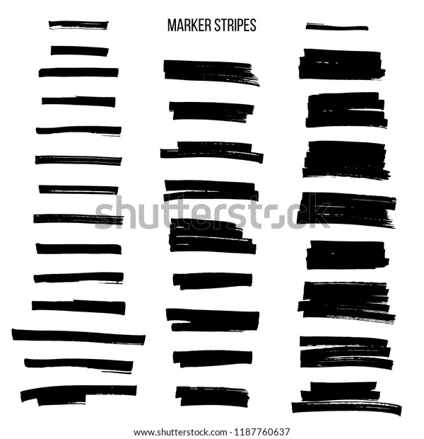 Black Highlight Marker Stripes Isolated On Stock Vector (Royalty Free ...