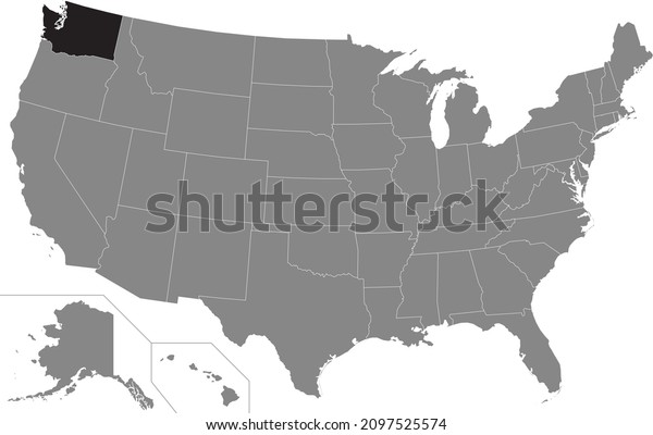 Black Highlighted Location Administrative Map Us Stock Vector (Royalty ...