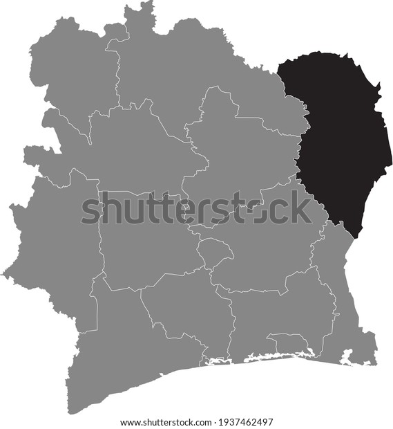Black Highlighted Location Map Ivorian Zanzan Stock Vector (Royalty ...