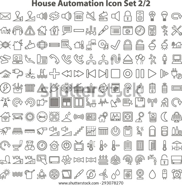 Black House Automation Icon Set Part Stock Vector (Royalty Free) 293078270