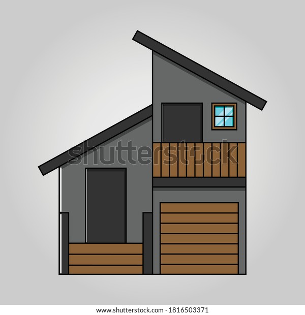 Black House House Exterior Vector Illustration Stock Vector (Royalty ...