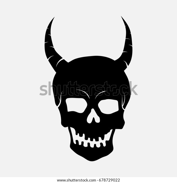 Black Human Skull Horns Isolated On Stock Vector (Royalty Free ...