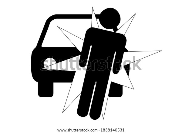Black Icon Car Running Over Person Stock Vector (Royalty Free ...