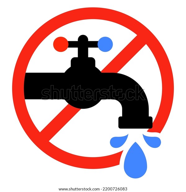 Black Icon Forbidden Turn On Water Stock Vector (Royalty Free ...