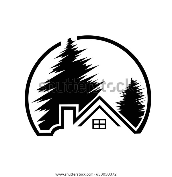 Black Icon House Forest Logo Construction Stock Vector (Royalty Free ...