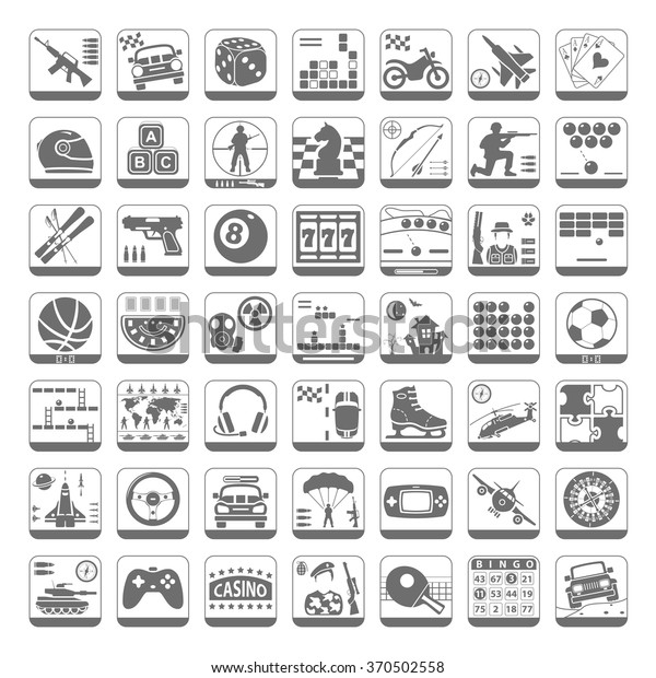 Black Icons Video Games Stock Vector (Royalty Free) 370502558