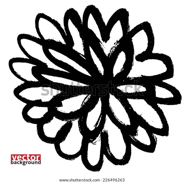 Black Ink Floral Shape Handdrawn Vector Stock Vector (Royalty Free ...
