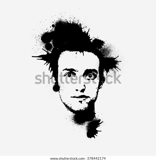 Black Ink Splash Portrait Young Man Stock Vector (Royalty Free ...