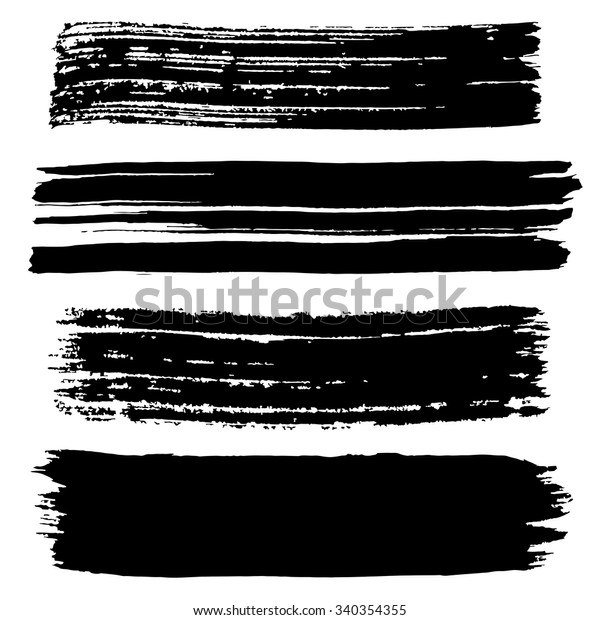 Black ink stroke. Collection of black smears. Grungy brush