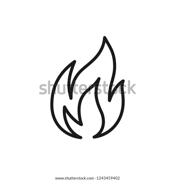 Black Isolated Outline Icon Flame Fire Stock Vector (Royalty Free ...