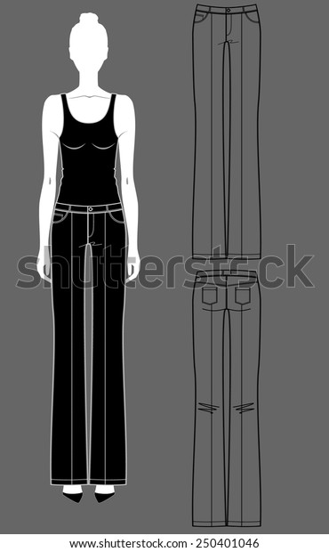 Black Jeans Back Front Vector Stock Vector (Royalty Free) 250401046 ...