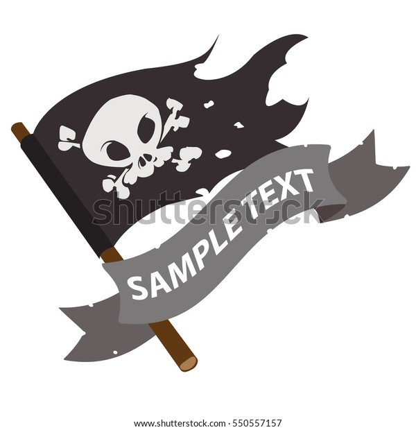 Black Jolly Roger Pirate Flag Ribbon Stock Vector (Royalty Free) 550557157