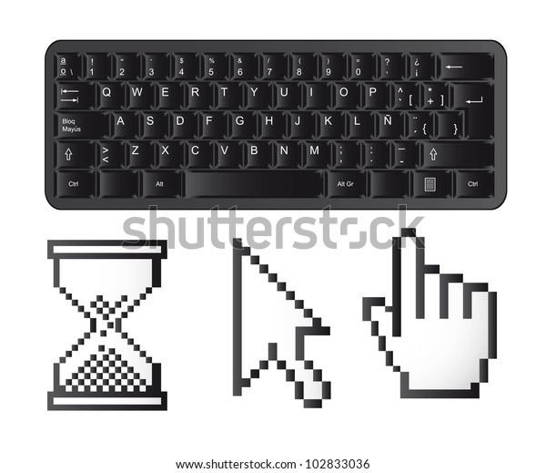 Black Keyboard Cursors Isolated Over White: vector de stock (libre de ...