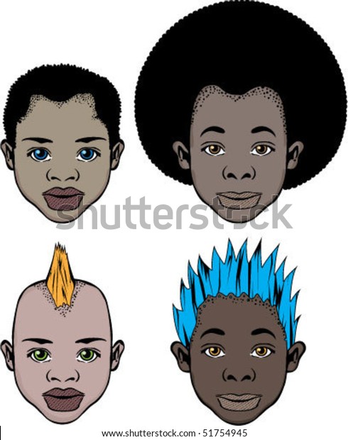 Black Kids Faces Stock Vector (Royalty Free) 51754945 | Shutterstock