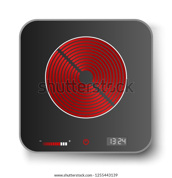 Black Kitchen Electric Induction Cooker Digital Stock Vector (Royalty ...