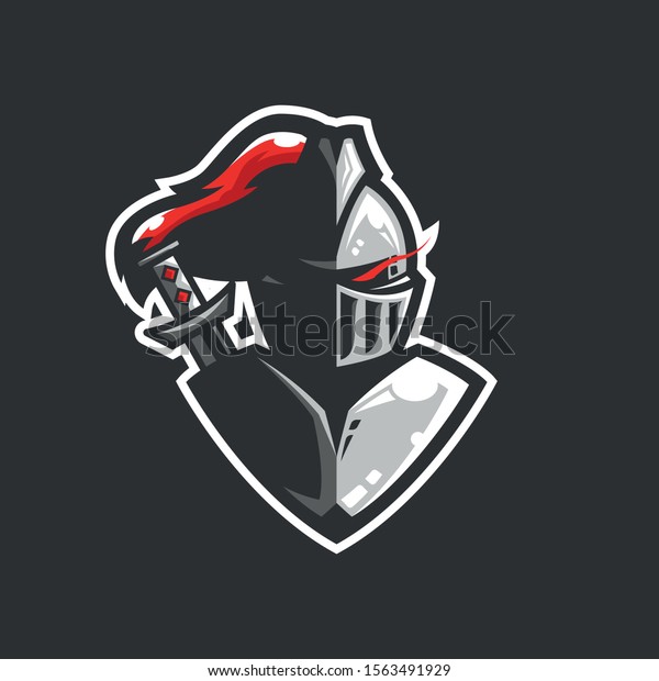 Black Knight Mascot Logo Template Design Stock Vector (Royalty Free ...