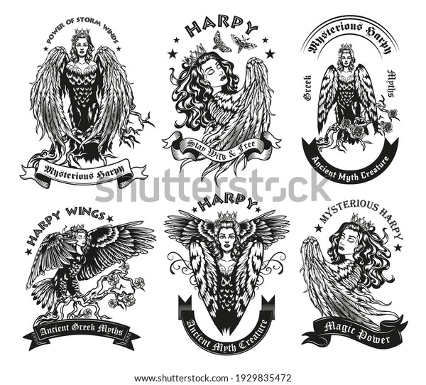 Black Label Designs Harpy Vector Illustration Stock Vector (Royalty ...