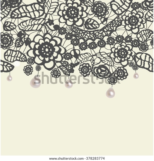 Black Lace Vector Design Pearls Vector Stock Vector (Royalty Free ...
