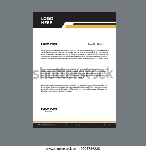 Black Letterhead Template Design Vector Stock Vector (Royalty Free ...