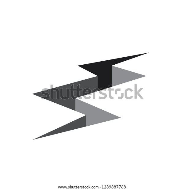 Black Lightning Shaped Long Deep Crack Stock Vector (Royalty Free ...