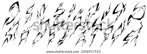 Black Lightning Silhouettes Thunderbolts Earth Ground Stock Vector ...