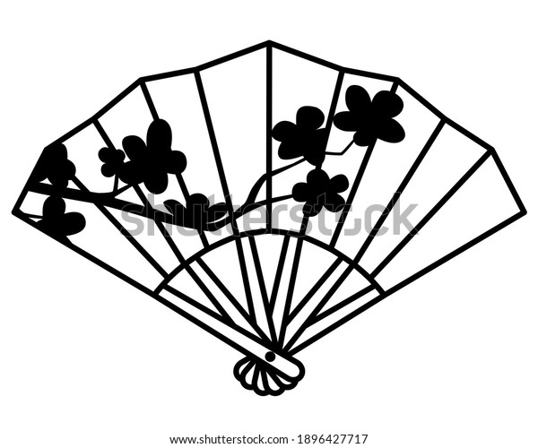 Black Line Art Fan Isolated On Stock Vector (Royalty Free) 1896427717 ...