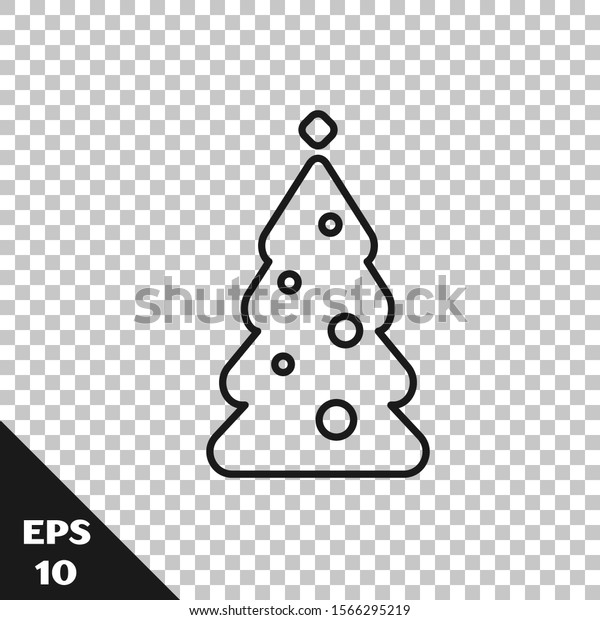Black Line Christmas Tree Decorations Icon Stock Vector (Royalty Free ...