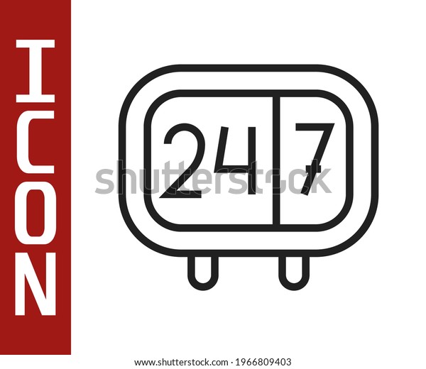 Black Line Clock 24 Hours Icon Stock Vector (Royalty Free) 1966809403 ...