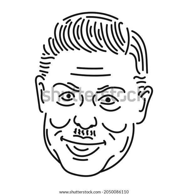 Black Line Human Face Drawing Stock Vector (Royalty Free) 2050086110 ...
