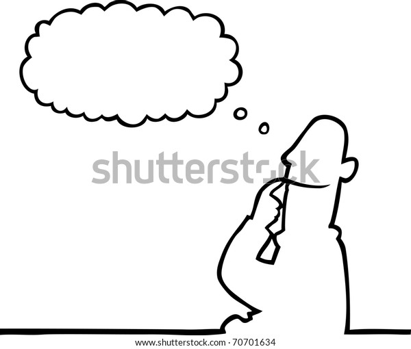 Black Line Illustration Person Thinking Something Stock Vector (Royalty ...