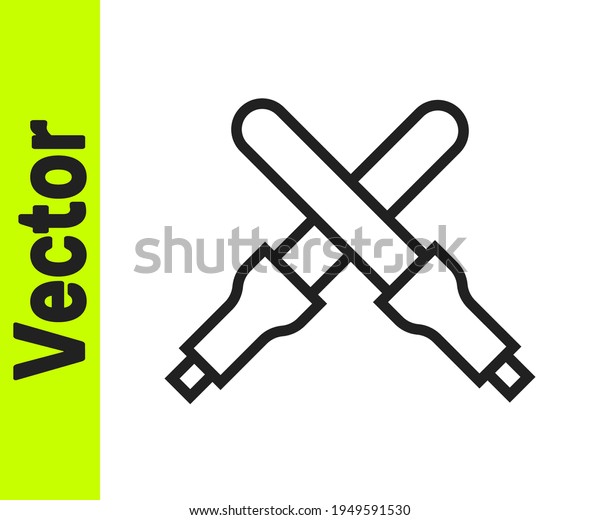 Black Line Marshalling Wands Aircraft Icon Stock Vector (Royalty Free ...