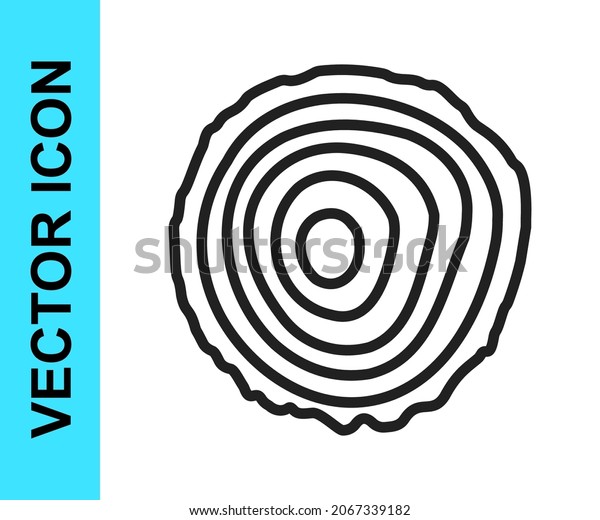 Black Line Tree Rings Icon Isolated Stock Vector (Royalty Free ...