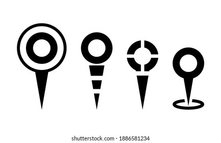 Black Location Pins Vector Set Stock Vector (Royalty Free) 1886581234 ...