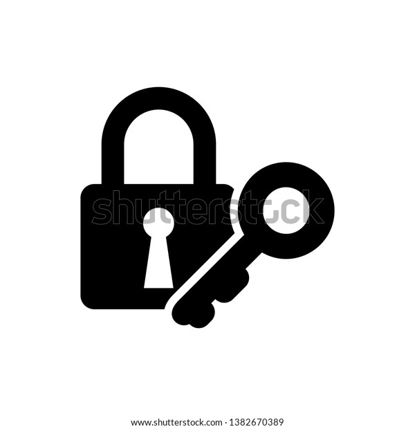 Black Lock Key Icon Isolated Padlock Stock Vector (Royalty Free ...