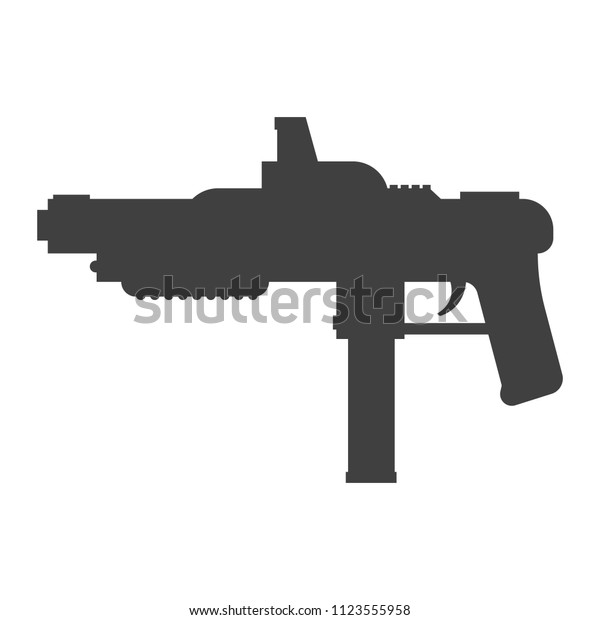 Black Machine Gun On White Background Stock Vector (Royalty Free ...