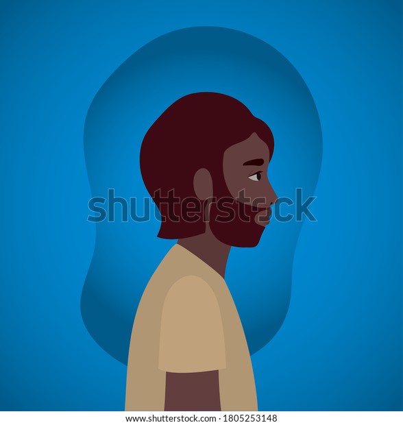 Black Man Cartoon Beard Side View Stock Vector (Royalty Free ...