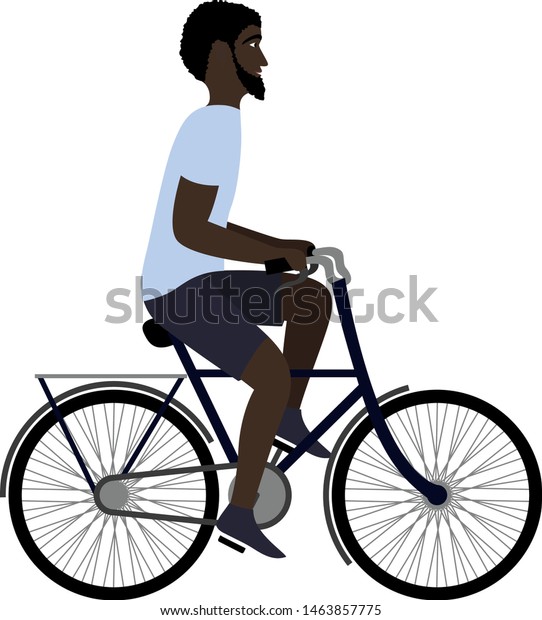 Black Man Riding Bicycle Flat Illustration Stock Vector (Royalty Free ...