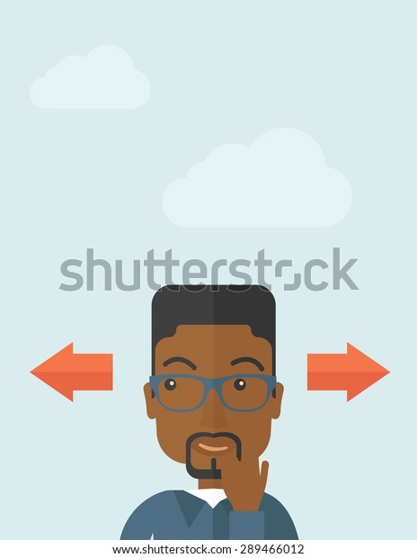 Black Man Thinking Which Way Go Stock Vector (Royalty Free) 289466012 ...