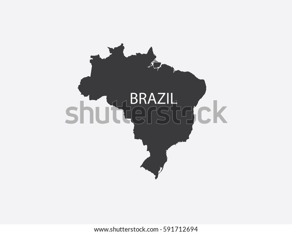 Black Map Brazil On Light Gray Stock Vector (Royalty Free) 591712694