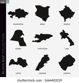 Black Map Collection Black Contour Maps Stock Vector (Royalty Free ...