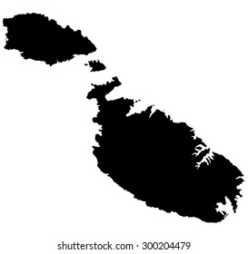 Black Map Malta Isolated On White Stock Vector (Royalty Free) 300204479