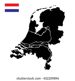 Black Map Netherlands Netherlands Vector Map Stock Vector (Royalty Free ...