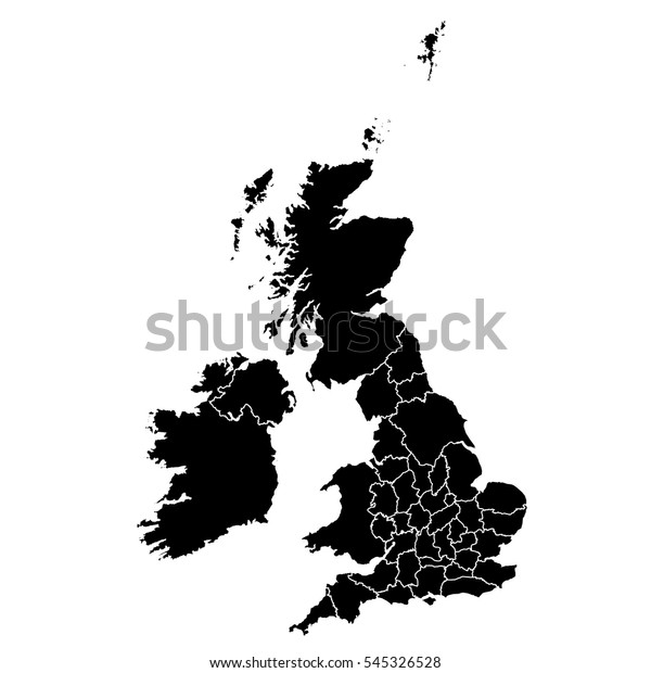 Black Map Uk Counties Stock Vector (Royalty Free) 545326528 | Shutterstock