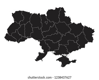 Vektor Stok Ukraine Map High Detailed Black Map (Tanpa Royalti ...